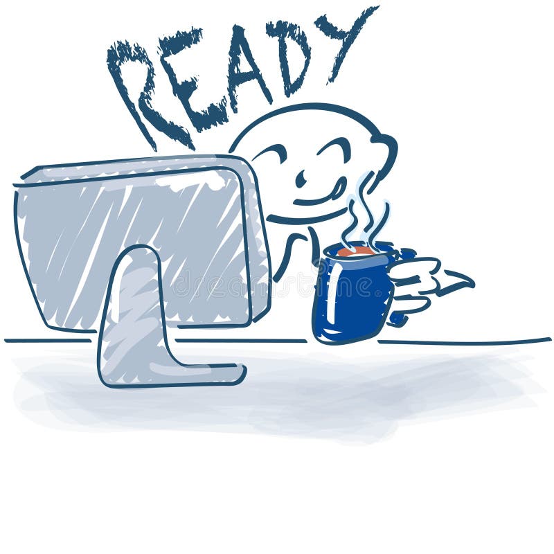 Stick Figure at the Computer and the Work is Done Stock Vector ...