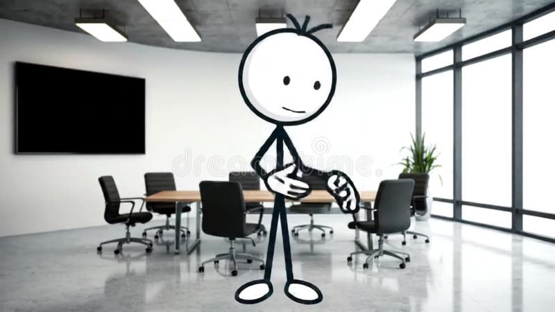 Stick Figure Explaining in Modern Office Presentation Stock Video ...