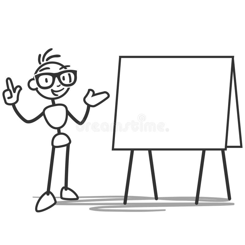 Stick Figure Explaining Pointing Blank Board Stock Vector ...