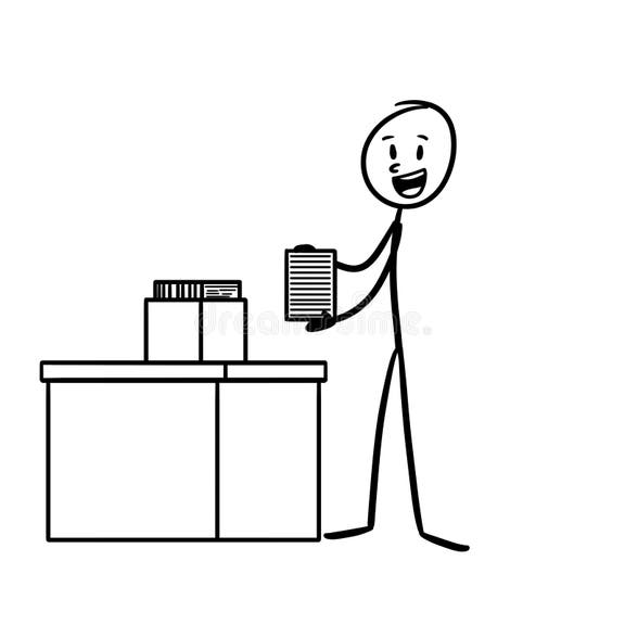 Stick Figure Finds Files in the Stack Stock Illustration - Illustration ...