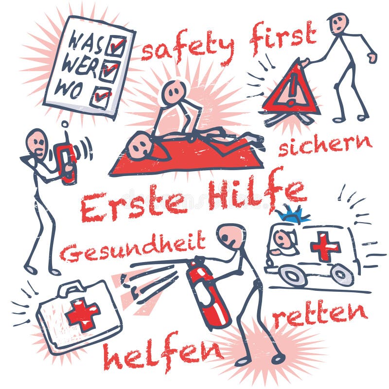 Stick Figure First Aid and Help Stock Vector - Illustration of clinic ...
