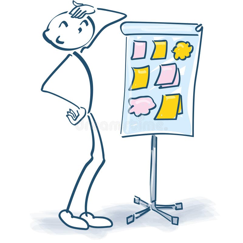 Stick Figure with a Flip Chart and Little Papers and Little Stickers ...
