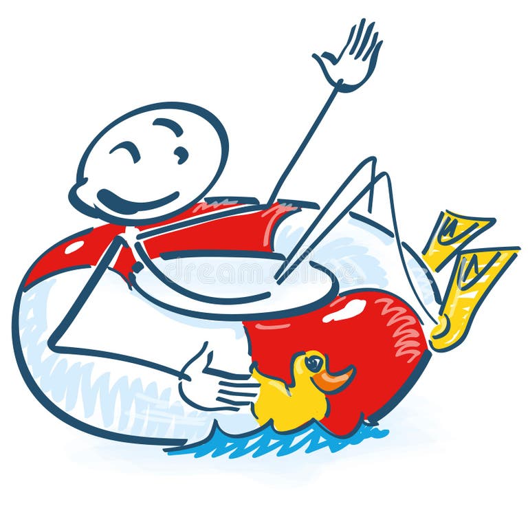 Stick Figure with Floating Tire Stock Vector - Illustration of approval ...