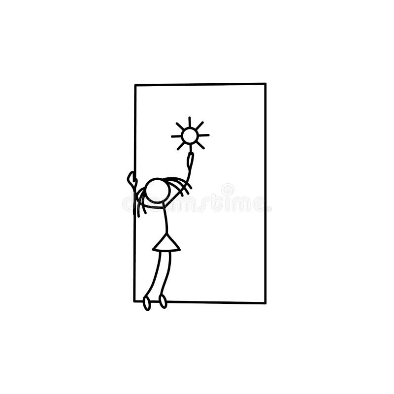 Stick figure girl drawing stock vector. Illustration of drawing - 86882397