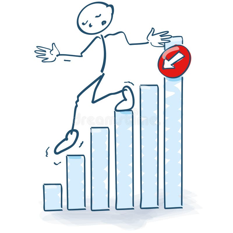 Stick Figure Going the Bar Graph Downstairs Stock Vector - Illustration ...