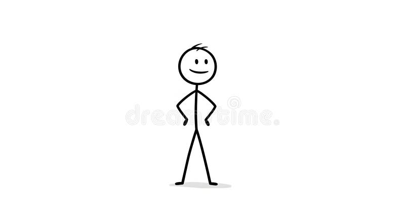 Stick Figure with Hands on Hips: Simple Cartoon Illustration Stock ...