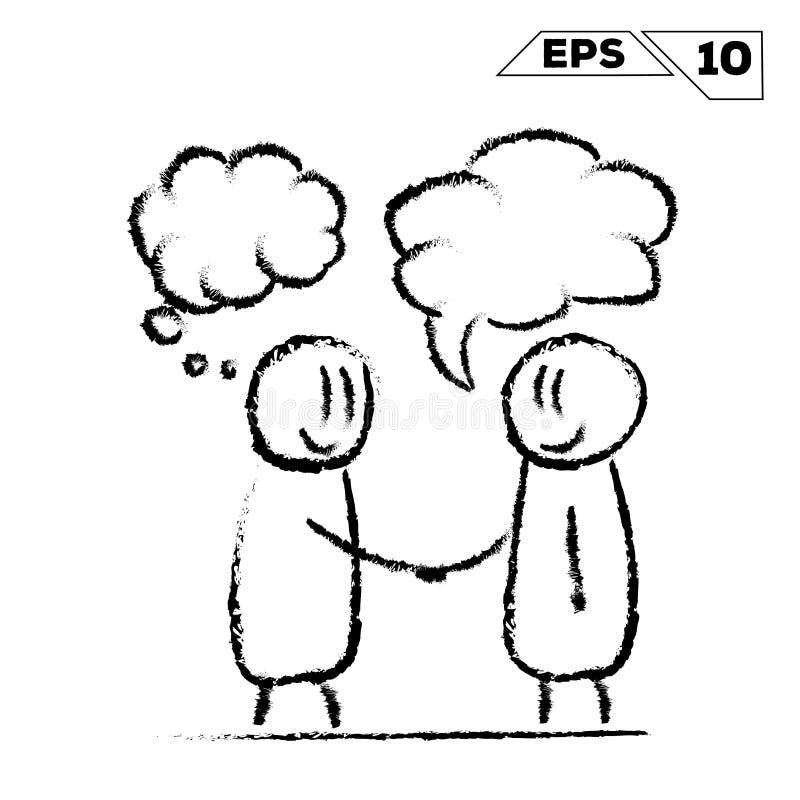 Stick Figure Handshake 2 Man with Speak and Dream Bubble Stock Vector ...