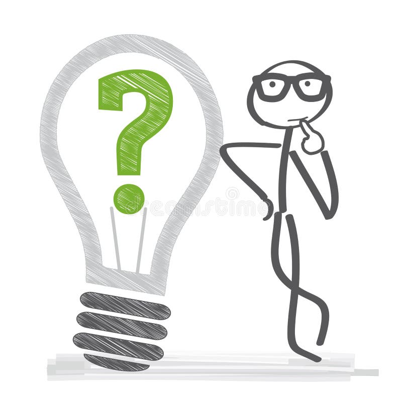 Stick Figure in His Office Thinking Stock Illustration - Illustration ...