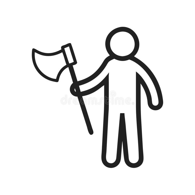 Stick Figure Holding Axe Simple Vector Illustration Symbolizing Danger ...