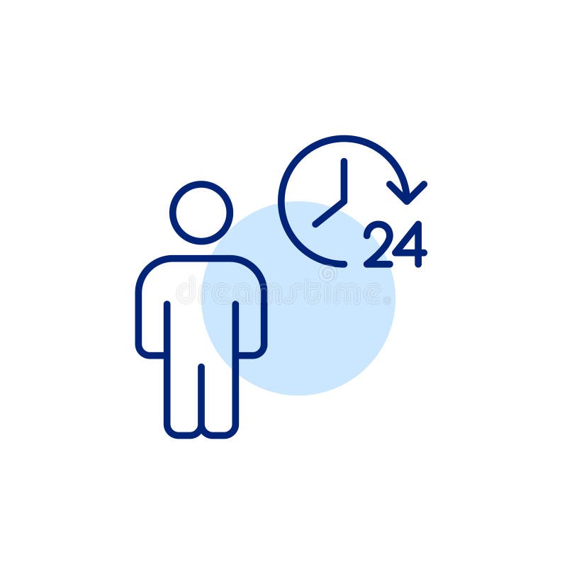 Stick Figure and 24 Hours Clock. Continuous Support, 24 7 Service ...