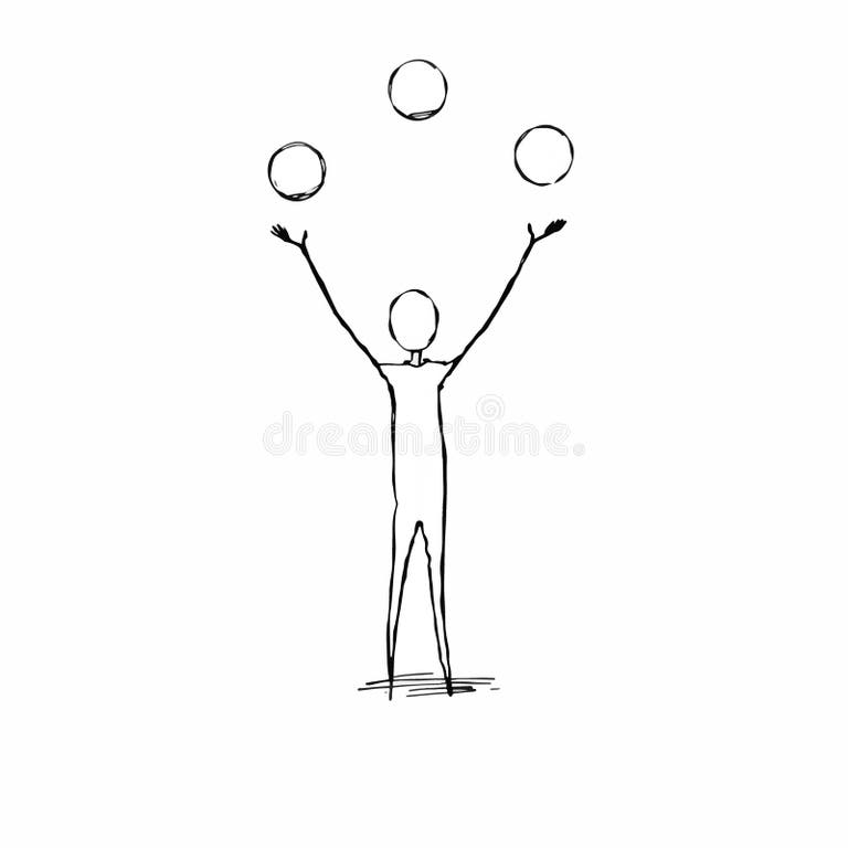 Stick Figure Juggling Multiple Objects Stock Vector - Illustration of ...