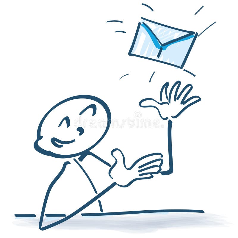 Stick Figure with Letter and E-mail Stock Vector - Illustration of ...