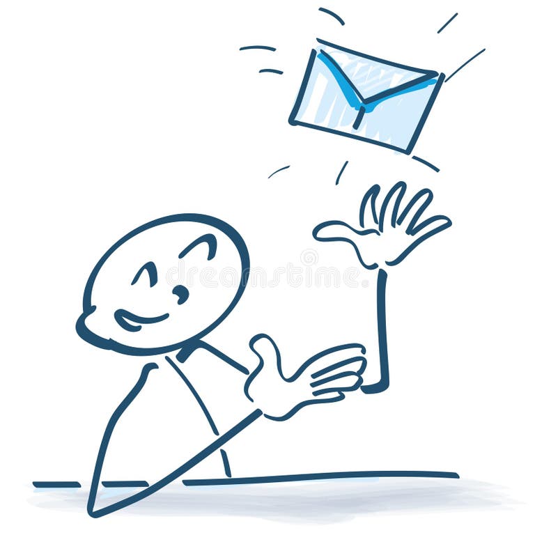 Stick Figure with Letter and E-mail Stock Vector - Illustration of ...