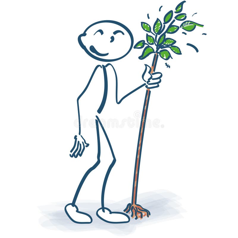 Stick Figure with a Little Tree Stock Vector - Illustration of approval ...