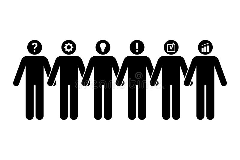 Stick Figure Man Creative Idea Teambuilding Vector Illustration Set ...