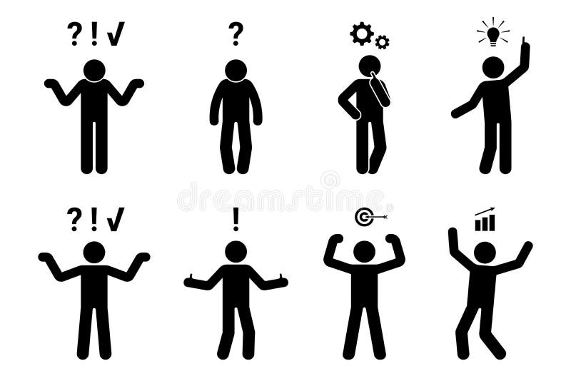 Stick Figure Man Problem Solution Concept Vector Illustration Set ...