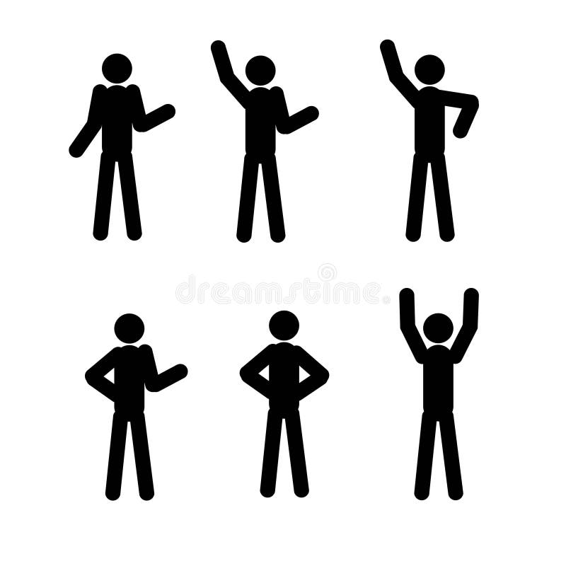 Stick Figure of a Man Stands Gesturing with His Hands Stock Vector ...