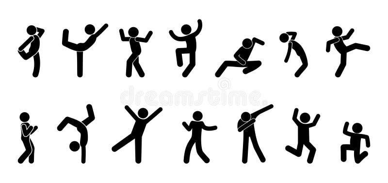 Stick Figure Man Various Poses, Gestures of People Stock Vector ...