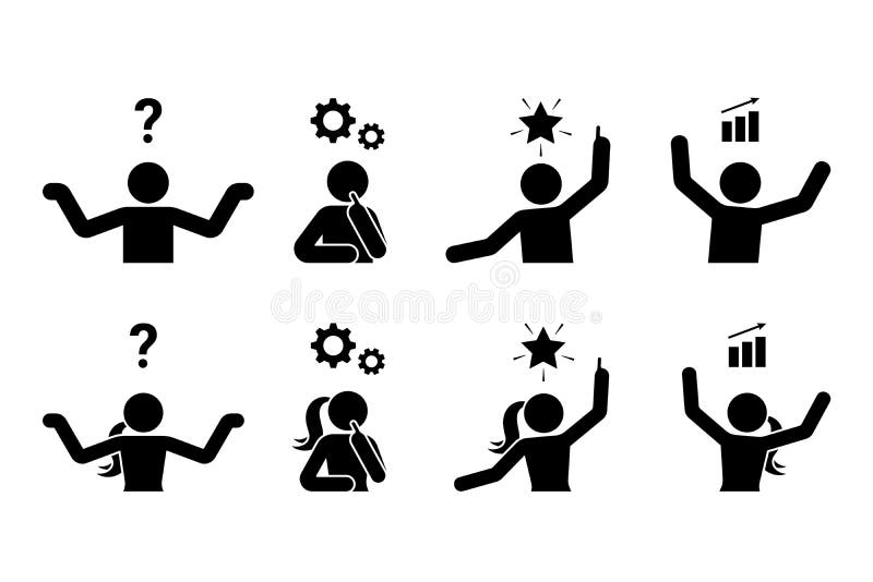 Stick Figure Man and Woman Idea Problem Solution Reasoning Vector ... Stick Figure Man and Woman Idea Problem Solution Reasoning Vector ...