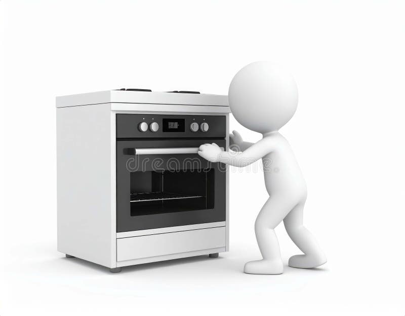 Stick Figure Opens the Door To a Clean, Modern Oven in Kitchen Stock ...