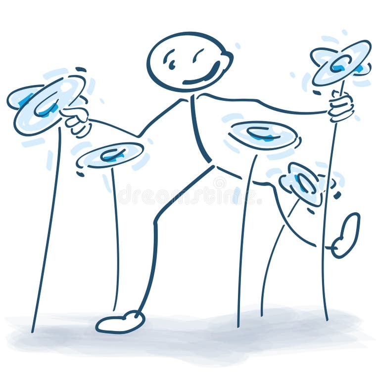 Stick Figure with Plates, Controlling and Multitasking Stock Vector ...