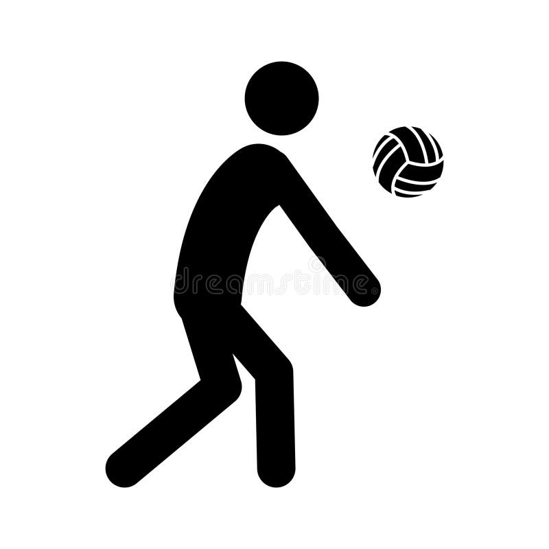 Stick Figure Playing Volleyball, Flat Vector Illustration Stock ...