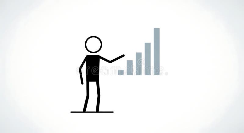 Stick Figure Pointing To a Bar Graph Illustrating Growth and ...