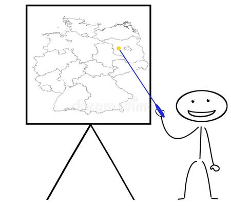 Stick Figure Points with Stick on Map of Germany Stock Illustration ...
