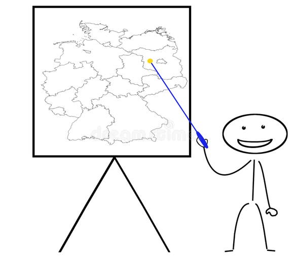 Stick Figure Points with Stick on Map of Germany Stock Illustration ...