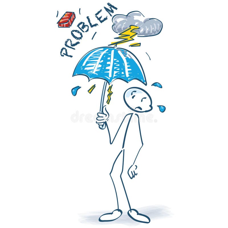 Stick Figure with Problems and Umbrella Stock Vector - Illustration of ...