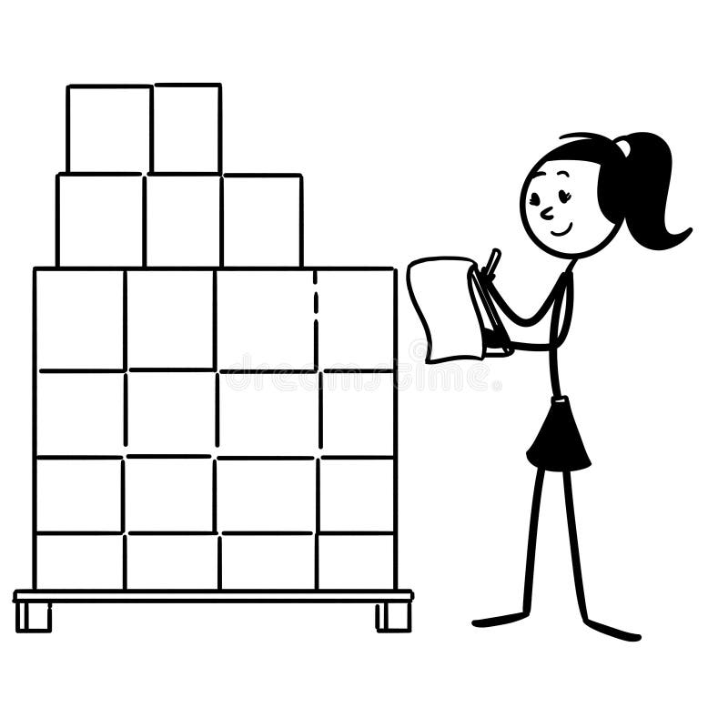 The Stick Figure is Recording Incoming Goods Stock Illustration ...