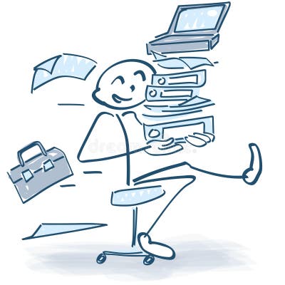 Stick Figure with a Rolling Office Chair Stock Vector - Illustration of ...