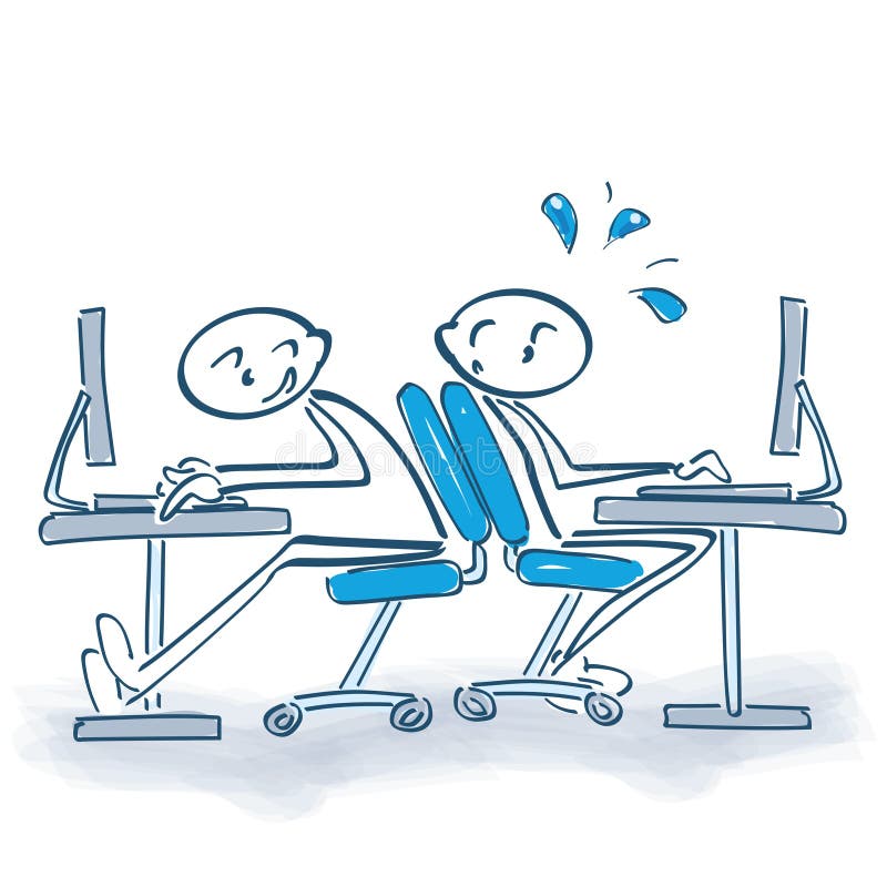 Stick Figure with Rolling Office Chair Stock Vector - Illustration of ...