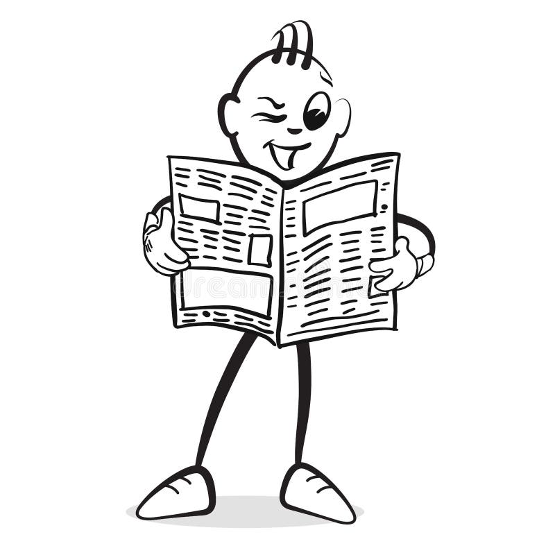 Stick Figure Series Emotions - Reading Newspaper Stock Vector ...