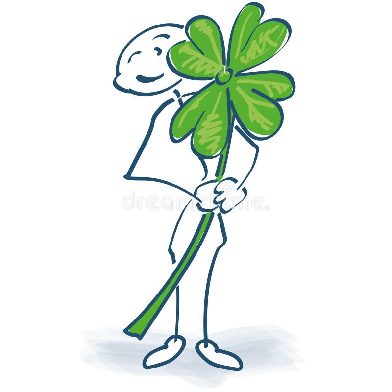 Stick figure with shamrock stock vector. Illustration of four - 48629671