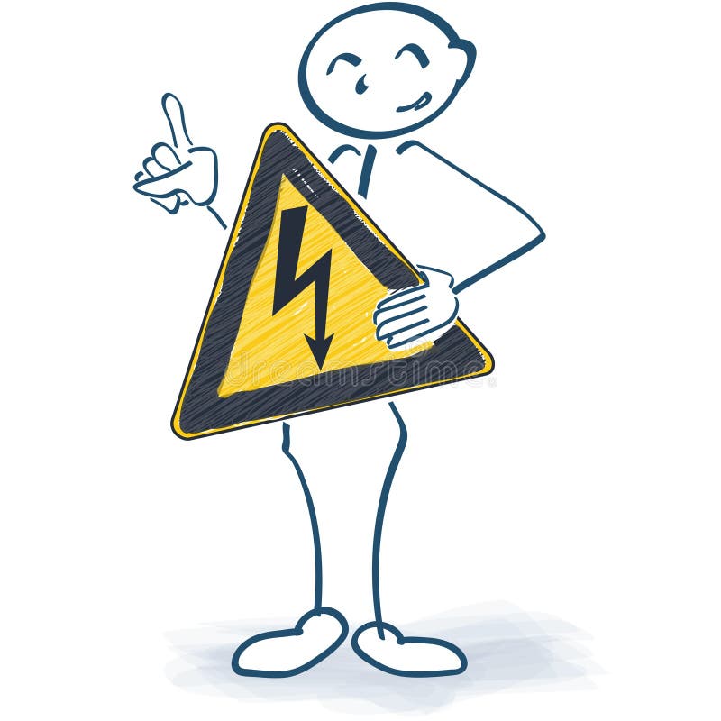 Stick Figure with a Sign with a Flash in Front of the Body Stock Vector ...