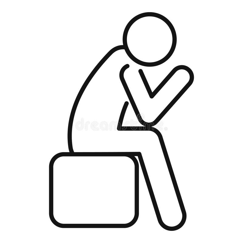 Stick Figure Sitting Down on a Cube and Thinking Stock Vector ...