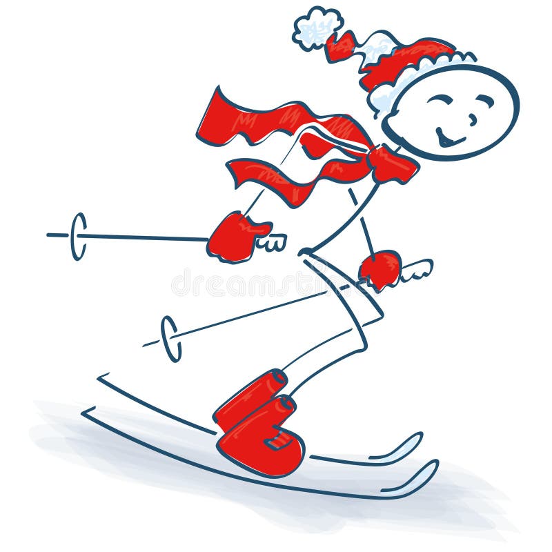 Stick figure and skiing stock vector. Illustration of interaction ...