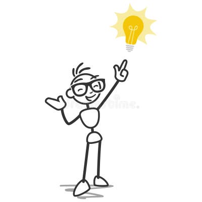 Stick Figure Stick Man Light Bulb Idea Stock Vector - Illustration of ...