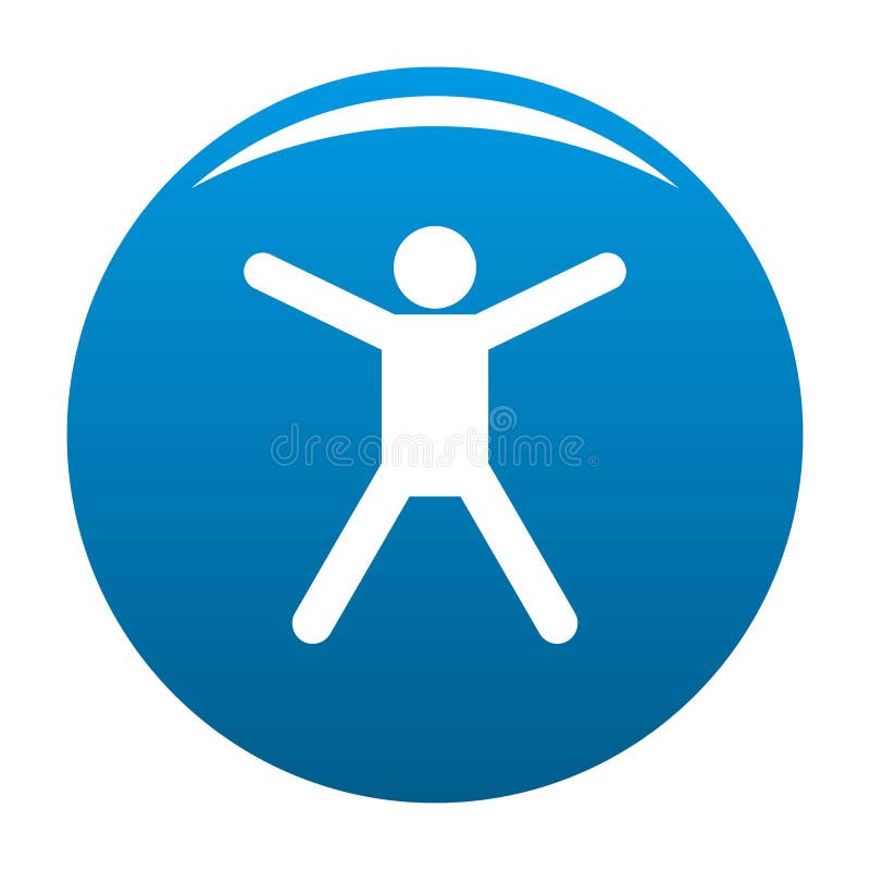 Stick Figure Stickman Icon Blue Vector Stock Vector - Illustration of ...