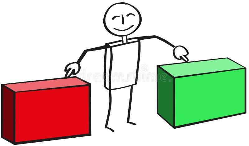 Stick Figure with Two Boxes. Stock Vector - Illustration of space ...