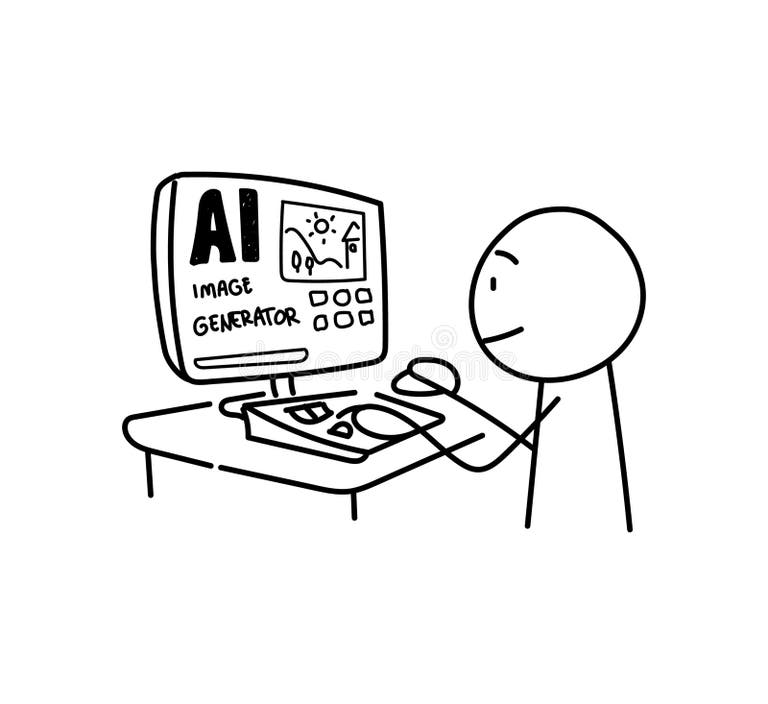 Stick Figure Using Artificial Intelligence Image Generator Stock Vector ...