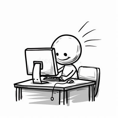 Stick Figure Using Computer Stock Illustration - Illustration of ...