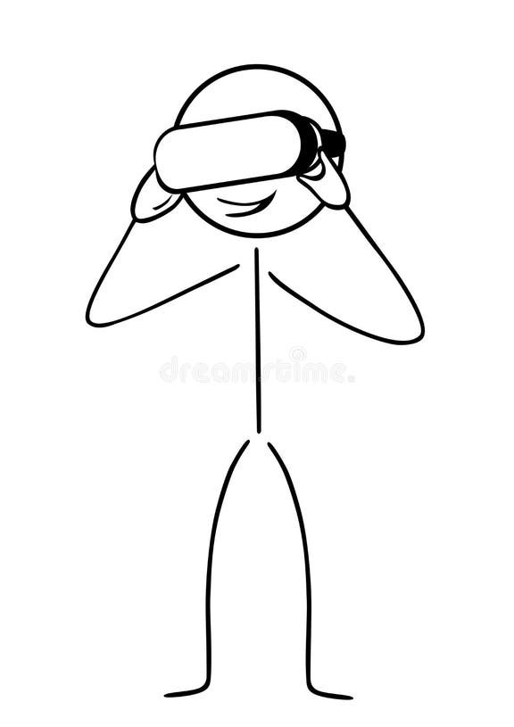 Stick Figure with Virtual Reality Stock Illustration - Illustration of ...