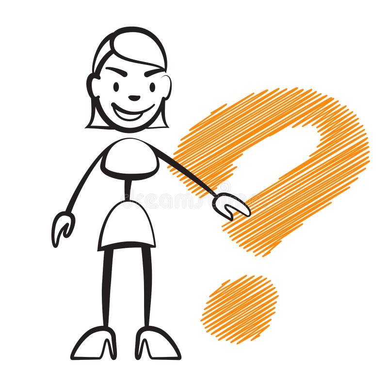 Stick Figure Woman with Question Mark Stock Vector - Illustration of ...