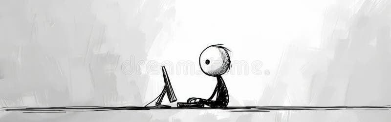 Stick Figure Writing on Computer Stock Illustration - Illustration of ...