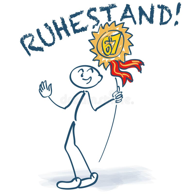 Stick Figure with a 67 Years Anniversary and Retirement Stock Vector ...