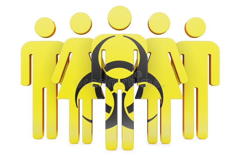 Stick Figures with Bio Hazard Sign, 3D Rendering Stock Illustration ...