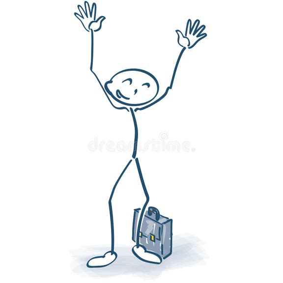 Stick Figures with Briefcase and Having His Arms in the Air Stock ...