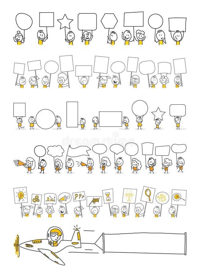 Stick Figures. Empty Banner Set Stock Vector - Illustration of stick ...